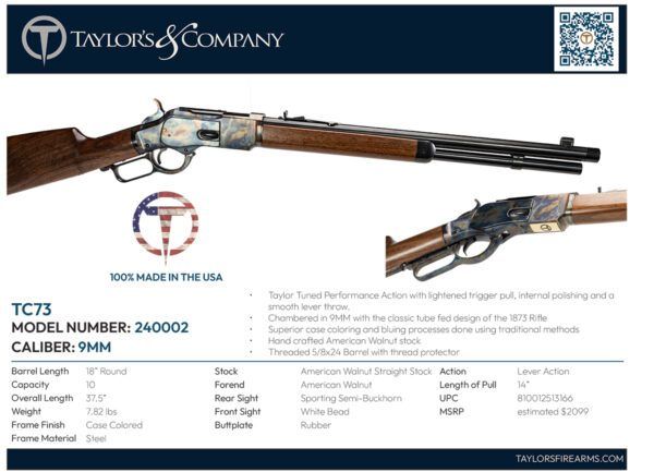 Taylor’s & Company Rolls Out TC73 9mm Lever Gun - Gun Tests